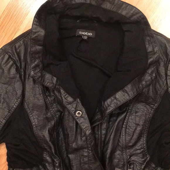 bebe | Jackets & Coats | Bebe Black Leather Moto Jacket L | Poshmark